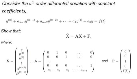 Solved Consider The Nth Order Differential Equation With