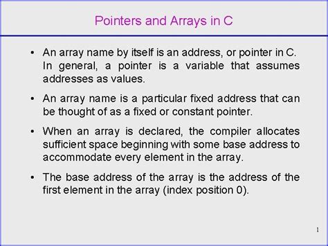 Pointers And Arrays In C An Array Name