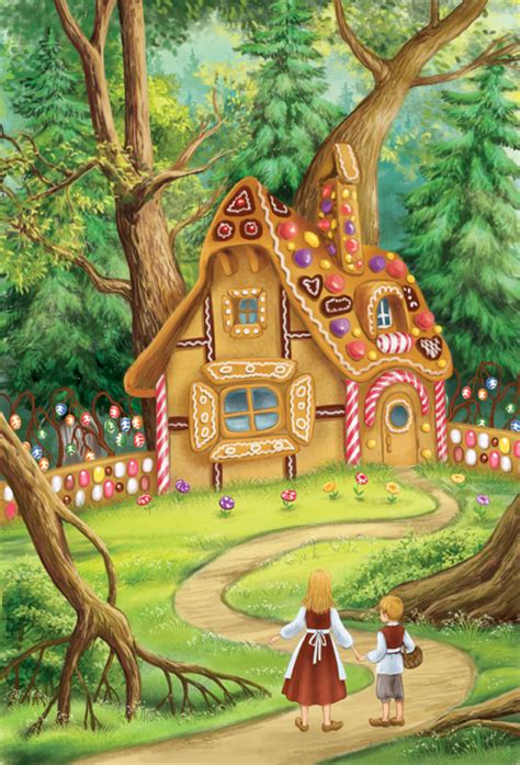 Иллюстрация К сказке «Пряничный домик в стиле книжная графика