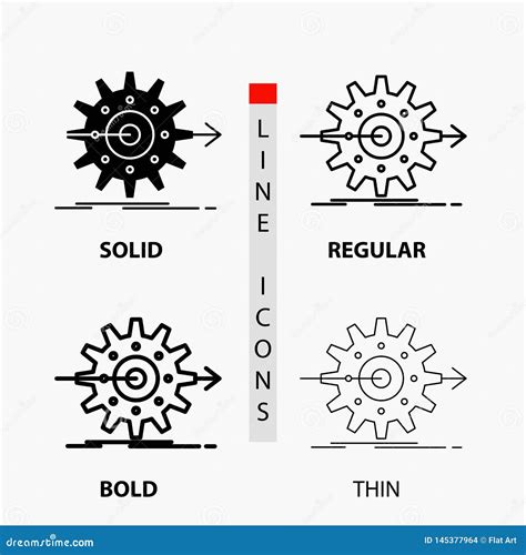 Performance Progress Work Setting Gear Icon In Thin Regular Bold Line And Glyph Style