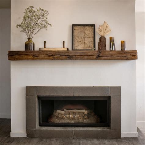 Rustic Wooden Fireplace Mantel Handcrafted Floating Solid Wood Beam