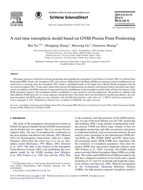 Pdf A Real Time Ionospheric Model Based On Gnss Precise Point Positioning