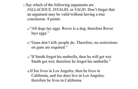 Solved Say Which Of The Following Arguments Are FALLACIOUS Chegg Com