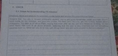 C CMECK C Cheek For Understanding 15 Minutes StudyX