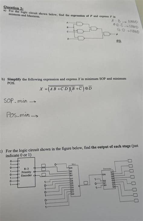 Question 2 A For The Logic Circuit Shown Below Chegg