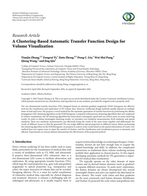 Pdf A Clustering Based Automatic Transfer Function Design For Volume Visualization