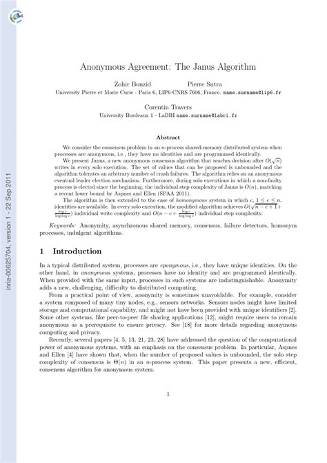 Pdf Anonymous Agreement The Janus Algorithm