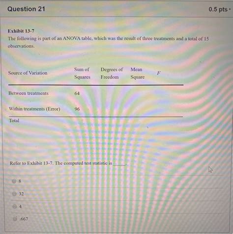 Solved Question 21 0 5 Pts Exhibit 13 7 The Following Is