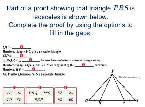 solved part of a proof showing that triangle prs is isosceles is shown