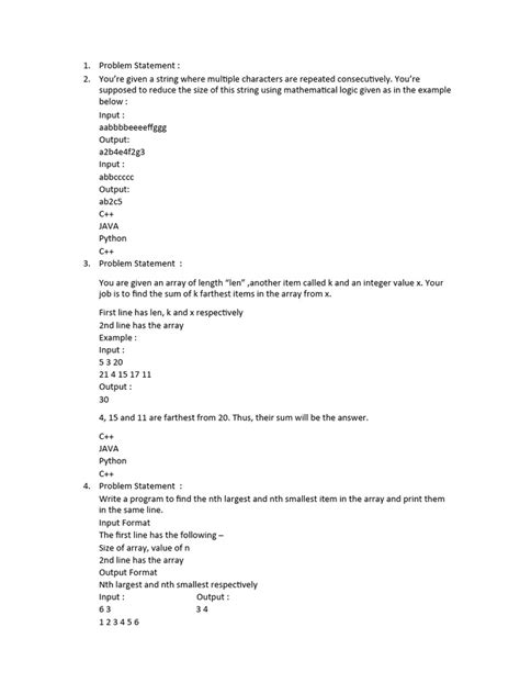 Cognizant Probable Sample Questions 2 Pdf C String Computer
