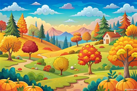 Осенний пейзаж Картинка для детей 4 6 лет