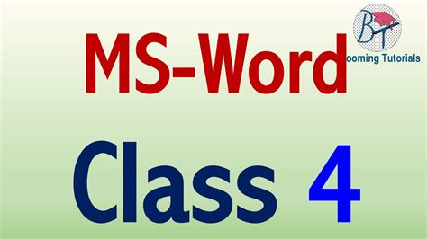 Ms Word Class 4 Youtube