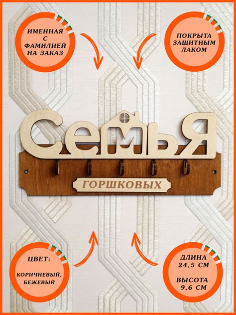 Ключница с фамилией именная дом семьи Семья Горшковых в прихожую купить с доставкой по