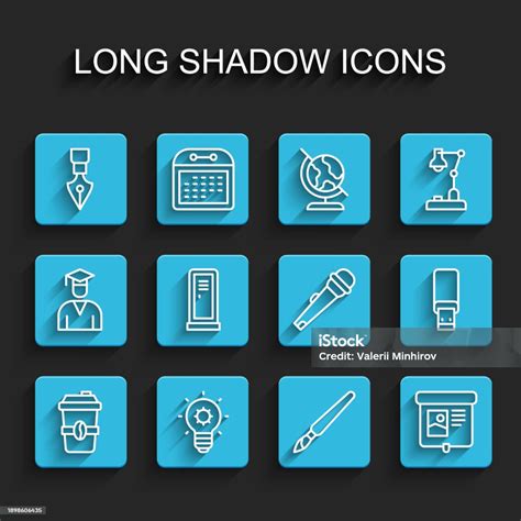 라인 커피 컵 전구 만년필 펜촉 페인트 브러시 프로젝션 스크린 사물함 또는 탈의실 Usb 플래시 드라이브 및 마이크 아이콘을