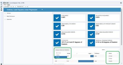solved no more p value in linear regression model report alteryx community