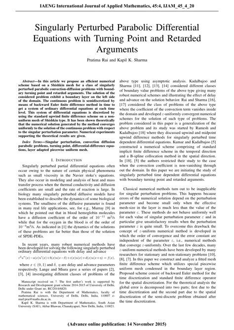 Pdf Singularly Perturbed Parabolic Differential Equations With Turning Point And Retarded