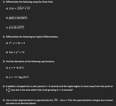 Solved Differentiate The Following Using The Chain Rule Chegg