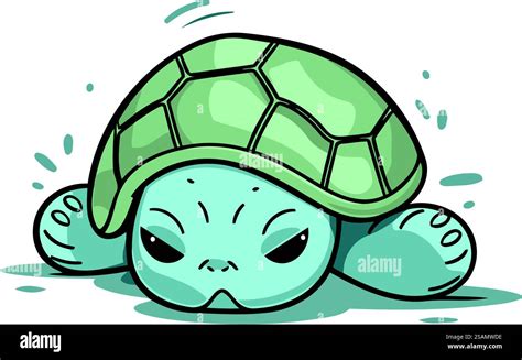 Cute Cartoon Turtle Crying Vector Illustration Isolated On White Background Stock Vector Image