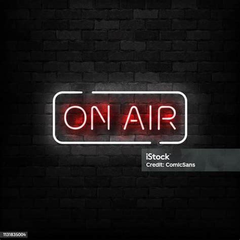 벽 배경에 템플릿 장식에 대 한 Air 로고의 벡터 현실적인 고립 된 네온 사인 팟캐스트 및 라디오의 개념입니다 Dj에 대한 스톡 벡터 아트 및 기타 이미지 Istock