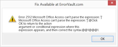 how to fix error 2512 microsoft office access can t parse the