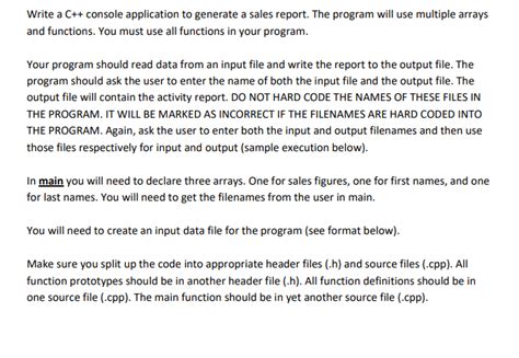 Solved Write A C Console Application To Generate A Sales Chegg