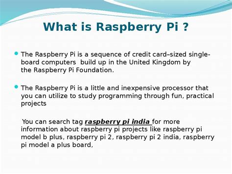 Raspberry Pi India презентация доклад проект скачать