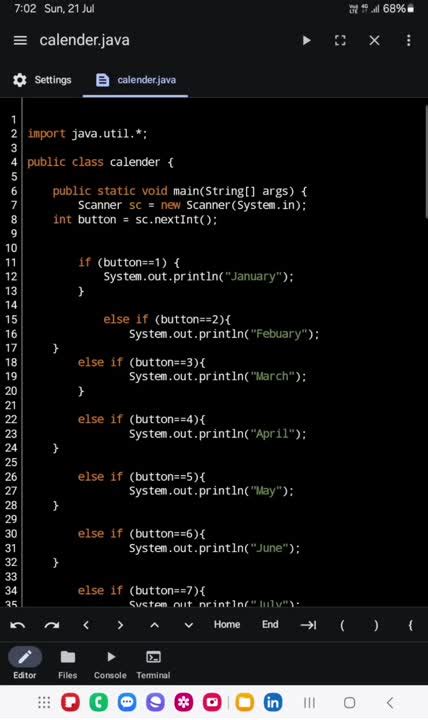 Aditya Shekhawat On Linkedin Java Pt 2 Know Months Using Number By Inputing Numbers If Else If