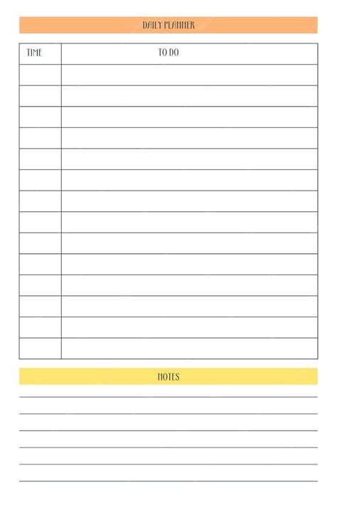 Ежедневный шаблон дневника личного планировщика в классическом строгом стиле с многоцветными