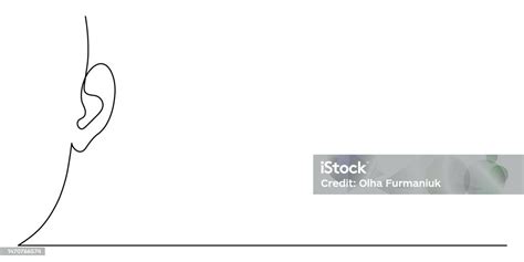 귀 한 줄 아트 손으로 그린 청각 센서 느낌 연속 윤곽 신체 부위 세계 청각 장애인의 날 장식 심플한 디자인 편집 가능한 획 Listening Party에 대한 스톡 벡터