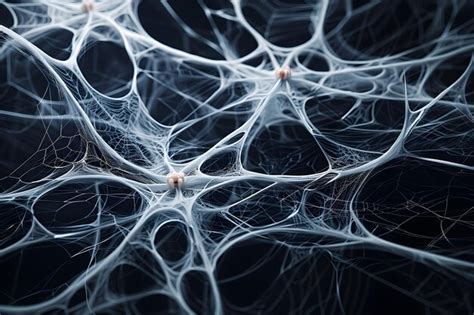 Closeup Of Intricate White Neural Network On Dark Background