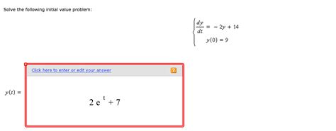 Solved Solve The Following Initial Value Problem Dydt