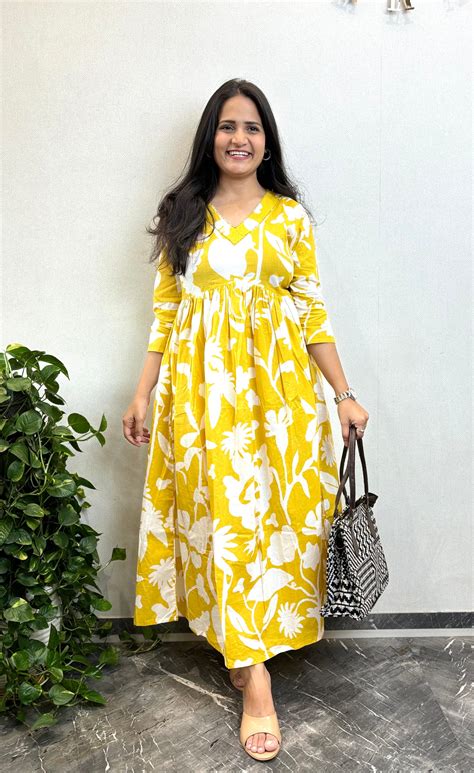 Anika Floral Printed Pure Cotton Kurta Cum Dress Masang
