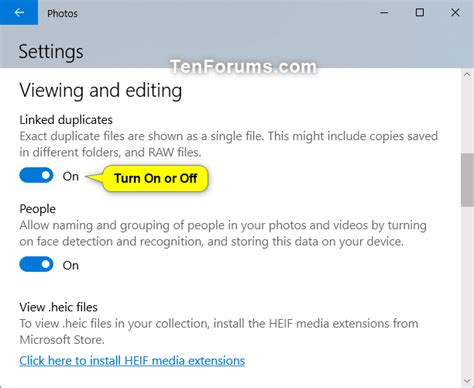 Turn On Or Off Linked Duplicates In Windows 10 Photos App Tutorials