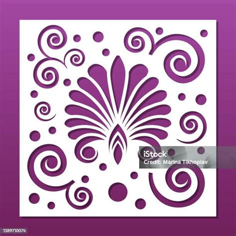 레이저 컷 패널 종이 카드 배경 Cnc 스텐실 퍼트 절단 인그레이빙 Diy 공예 꽃 패터 실루엣사각형 타일 종이 예술 인테리어 디자인 홈 장식 벡터 일러스트레이션 스텐실에