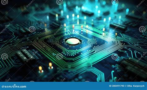 Futuristic Visualization Of A Fingerprint Emerging From A Digital Circuit Board Representing