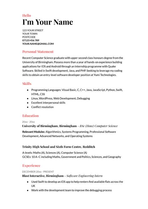Great Google Docs CV Templates For UK Job Applicants