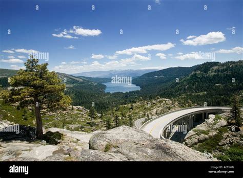 Historic Rainbow Bridge On Old Highway 40 With Donner Lake Truckee