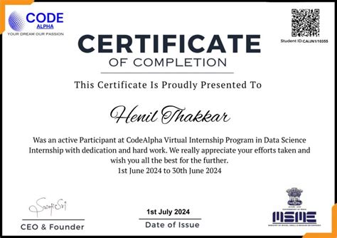 henil thakkar on linkedin datascience internship codealpha