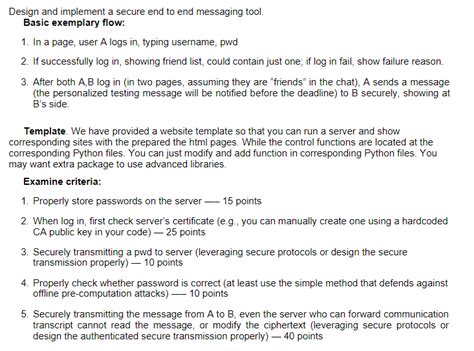 Solved Design And Implement A Secure End To End Messaging
