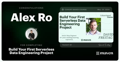 Certificate Of Completion For Build Your First Serverless Data Engineering Project