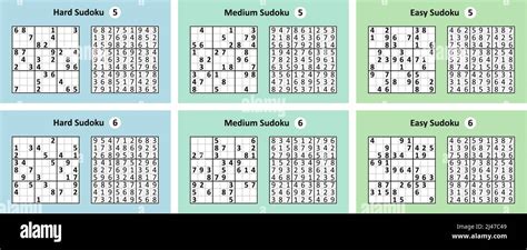 Collection Sudoku Game With Answers Different Complexity Simple Vector Design Set Sudoku Stock