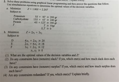 Solved 2 Solve These Problems Using Graphical Linear