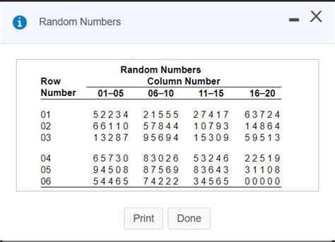 Solved Random Numbers Random Numbers Column Number Row