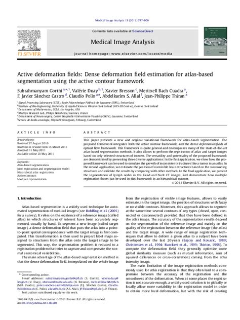 Pdf Active Deformation Fields Dense Deformation Field Estimation For Atlas Based Segmentation