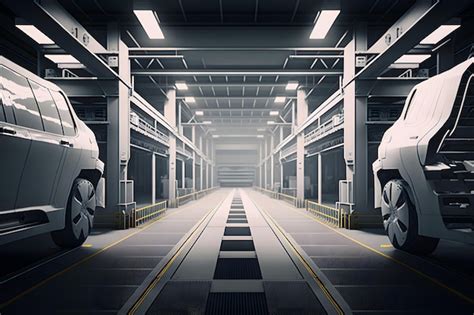 Premium Ai Image Automation Aumobile Factory Concept Robot Assembly Line In Car Manufacturing