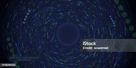 블루 디지털 빅 데이터 터널 데이터 포인트 질감이 있는 추상 방사형 흐름입니다 기술 또는 과학 개념 벡터 일러스트 레이 션 0