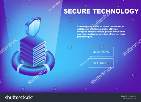 Isometric Database Protection Concept Server Room Stock Vector Royalty