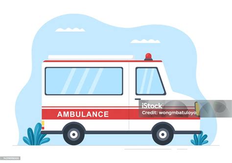 의료 차량 구급차 자동차 또는 응급 서비스 데리러 환자 평면 만화 손으로 그린 템플릿 일러스트레이션에서 사고로 부상당한 구급차에 대한 스톡 벡터 아트 및 기타 이미지