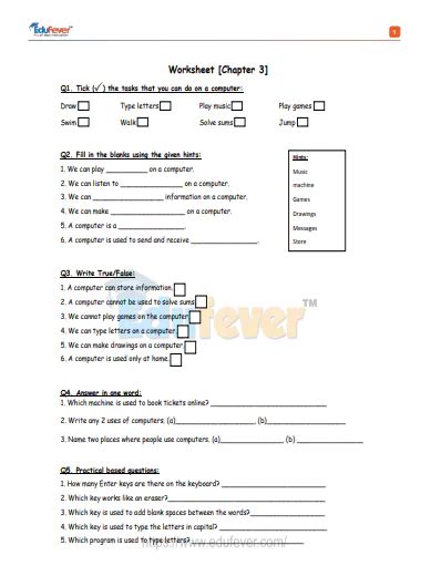 [updated] Cbse Class 1 Uses Of Computer Worksheet 2024 25