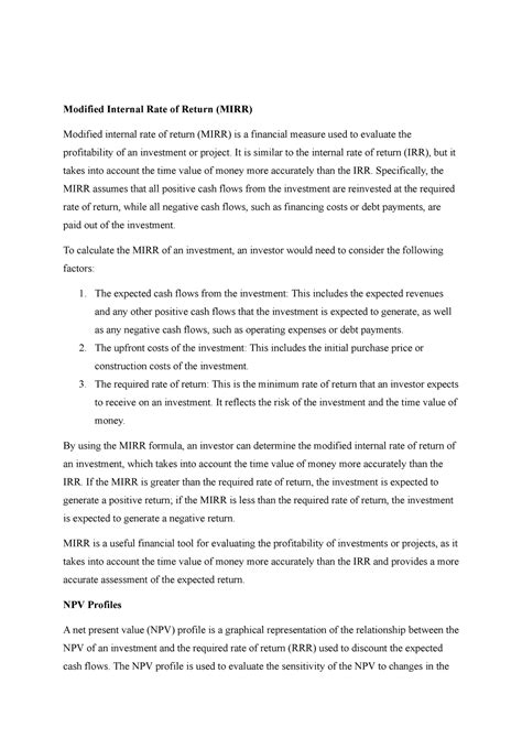 Modified Internal Rate Of Return Mirr Modified Internal Rate Of